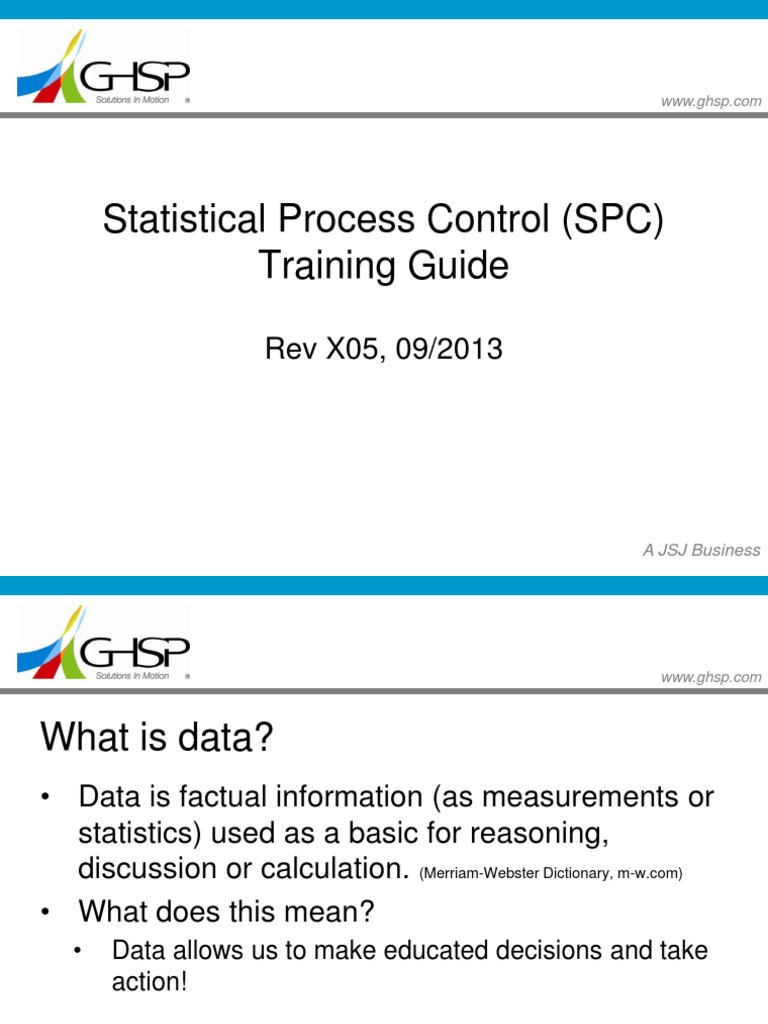 SPC Training Guide Overview | PDF | Mean | Statistics