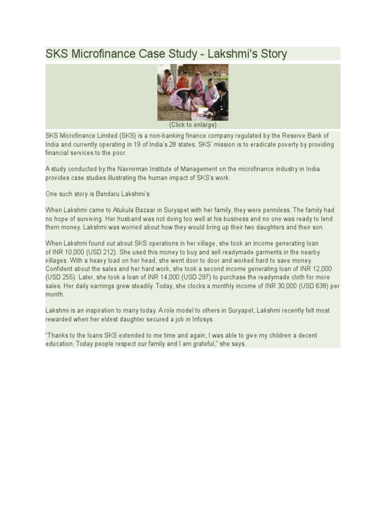 SKS Microfinance: Lakshmi's Success Story | PDF