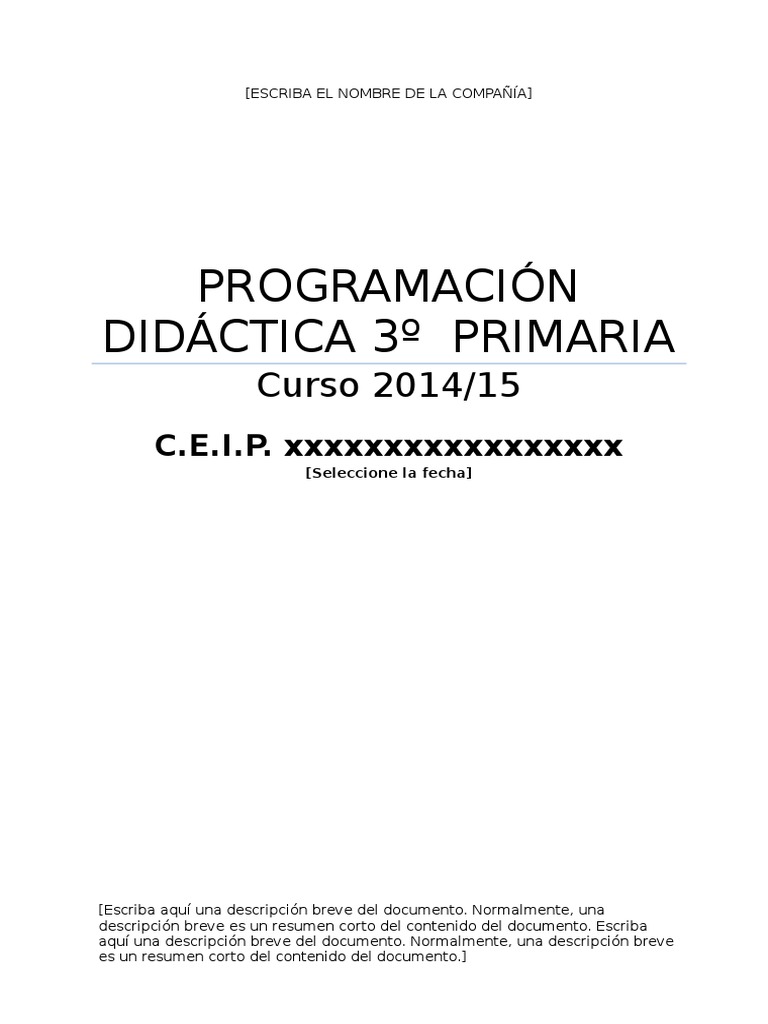 Programación Didactica 3 Primaria | PDF