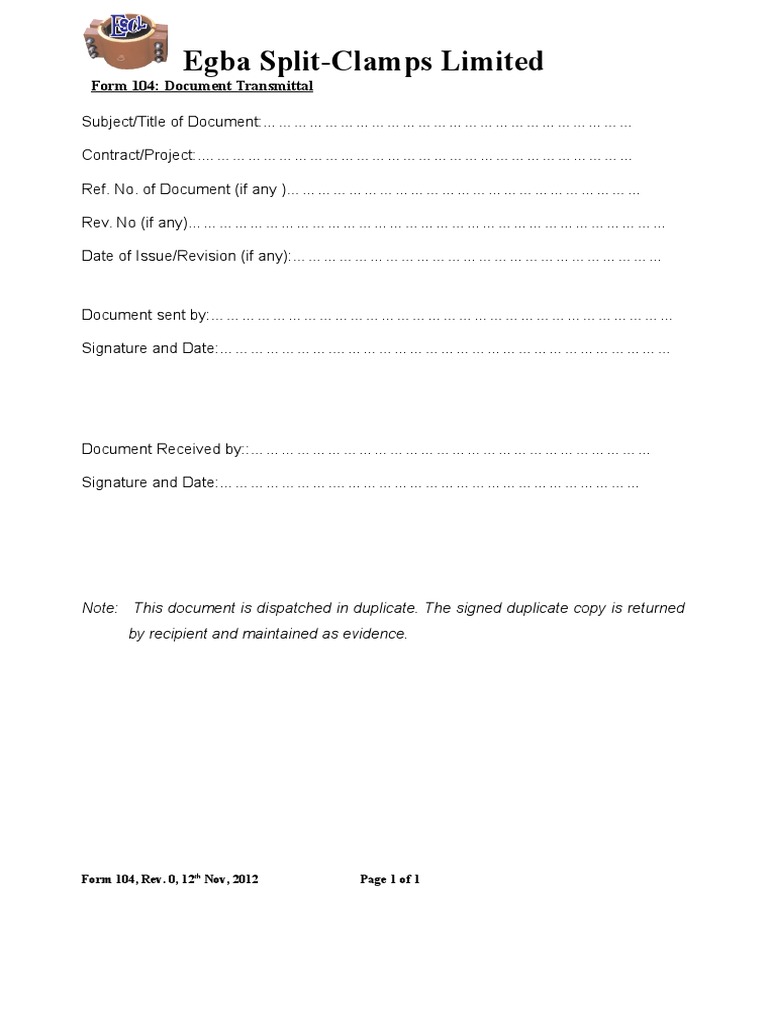 Form 104 Document Transmittal | PDF | Computers