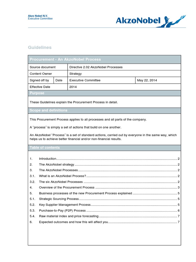 Guidelines: Procurement - An Akzonobel Process | PDF | Procurement ...