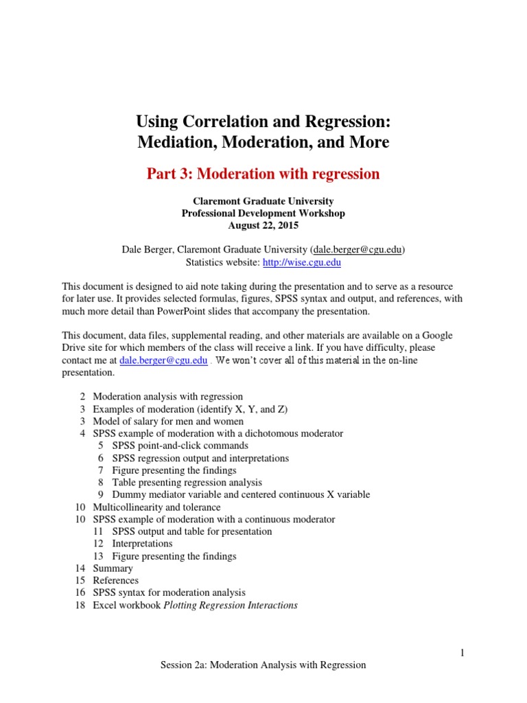 MMM15 Part 3 - Moderation PDF | PDF | Multicollinearity | Regression ...