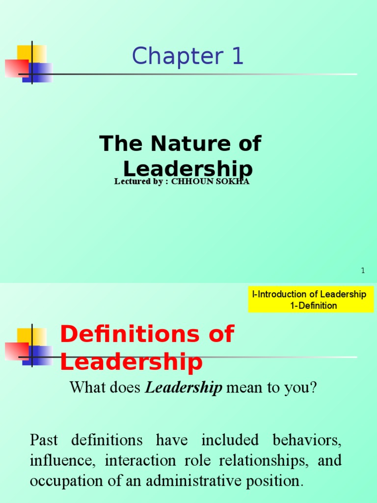 Chapter 1 The Nature of Leadership | PDF | Leadership | Applied Psychology