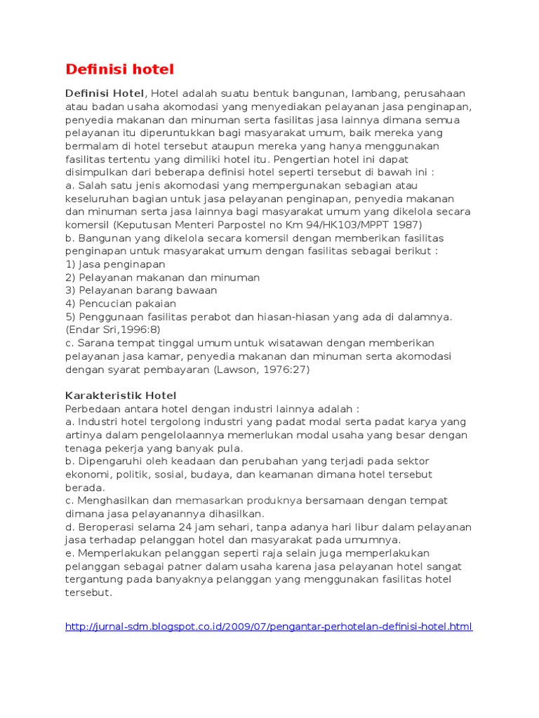 Definisi Hotel | PDF