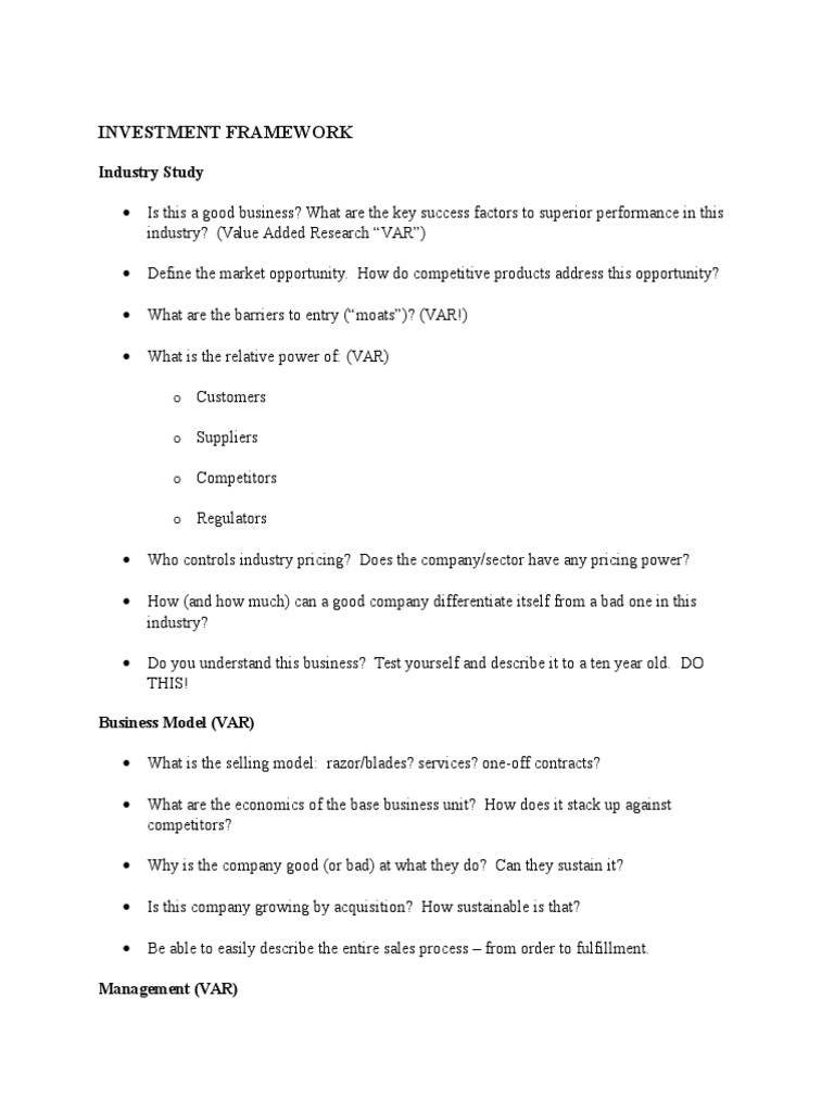 Investment Checklist | PDF