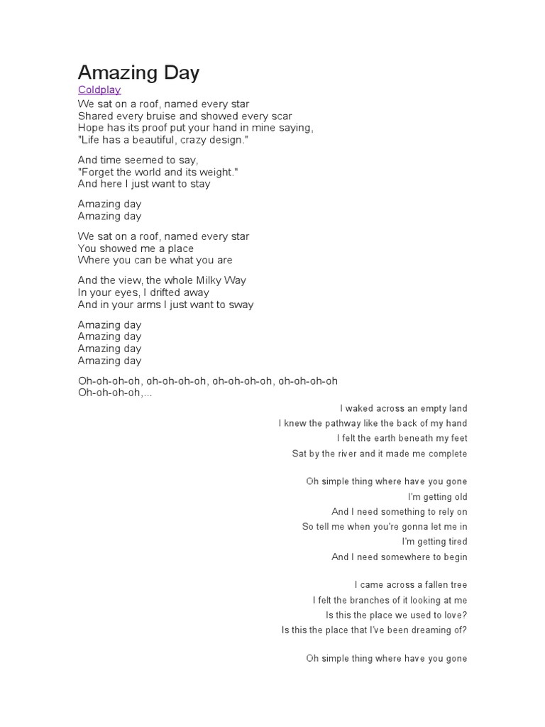 Amazing Day: Coldplay | PDF