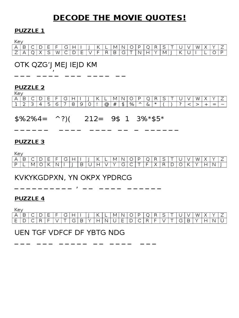 Decode The Movie Quotes | PDF