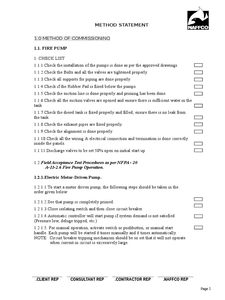 Method Statement of Pumps | PDF | Pump | Switch