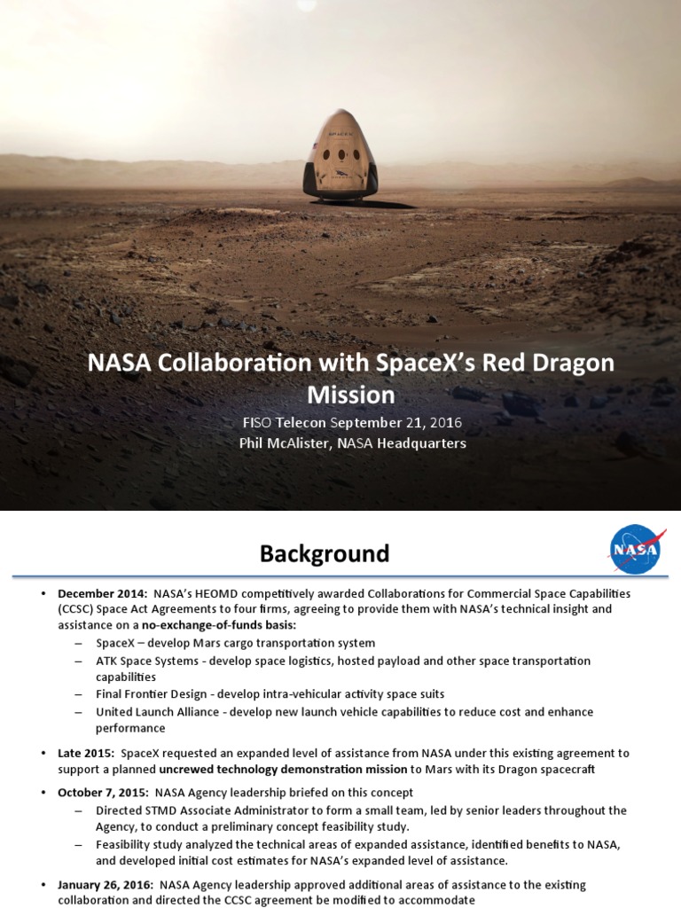 NASA FISO Presentation: NASA Collaboration With SpaceX S Red Dragon ...