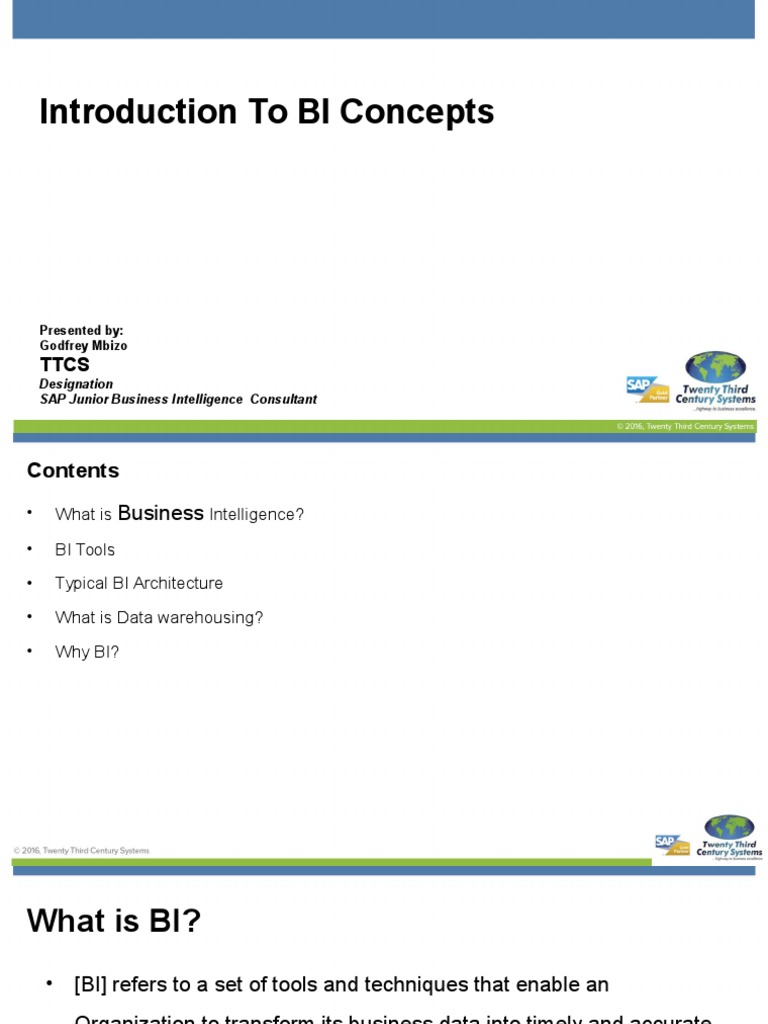 Introduction To BI Concepts | PDF