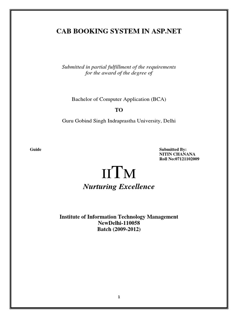 Cab Booking System Project in ASP.NET | PDF | Software Development ...