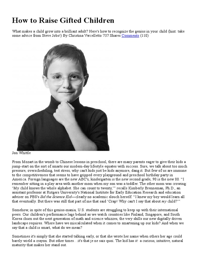 How To Raise Gifted Children | PDF | Intellectual Giftedness ...