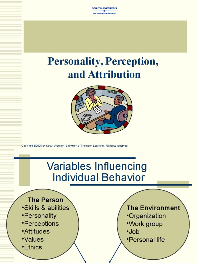 Personality, Perception, and Attribution | PDF | Extraversion And Introversion | Self Esteem