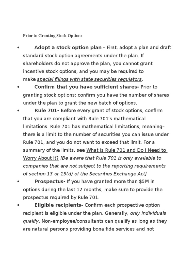 Stock Plan Checklist | PDF