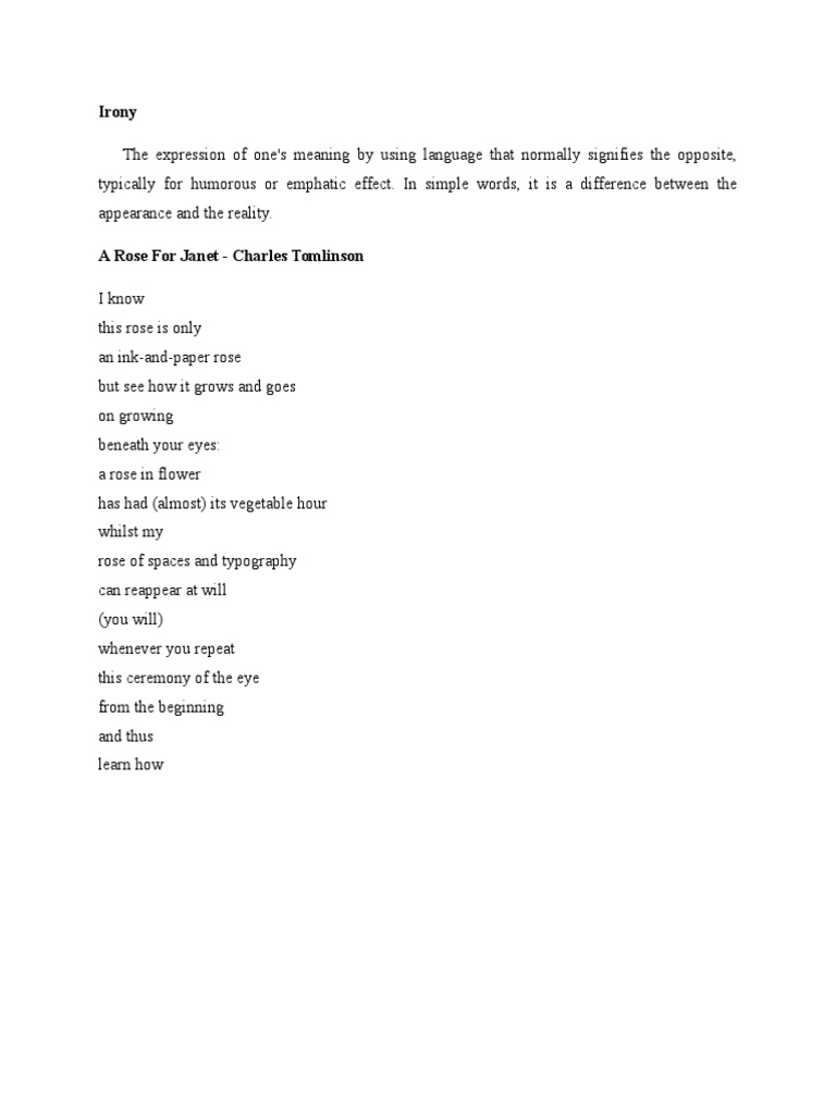 Literary Devices: Irony, Sarcasm, Cacophony | PDF