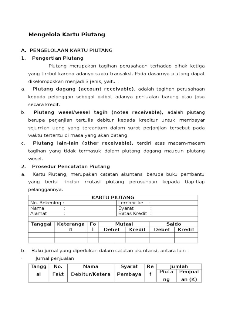 Mengelola Kartu Piutang | PDF | Pengelolaan Keuangan & Uang