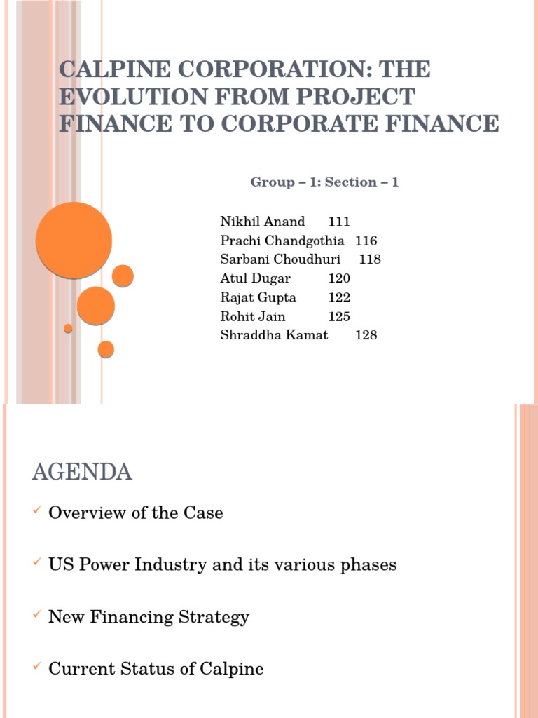 Calpine Corporation: The Evolution From Project Finance To Corporate ...