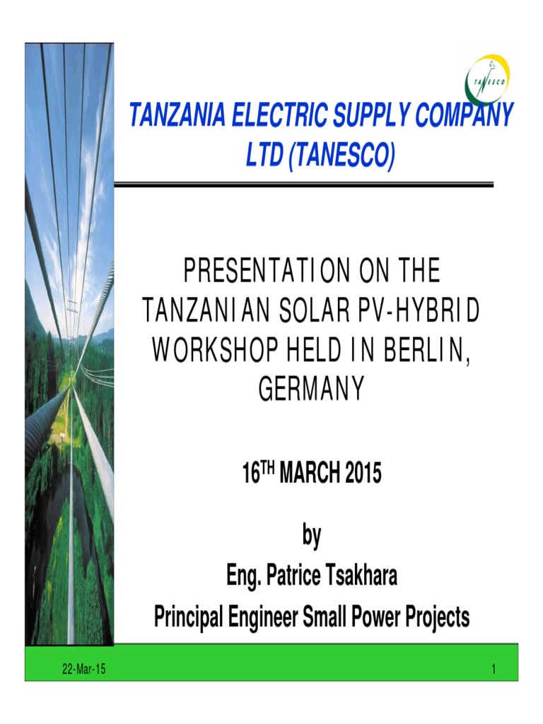 2015 Tanesco Presentation Tansania | PDF | Electric Power | Sustainable ...