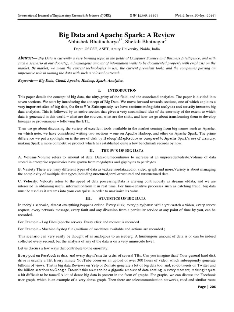 Engineering Journal Big Data and Apache Spark: A Review | PDF | Apache Spark | Apache Hadoop