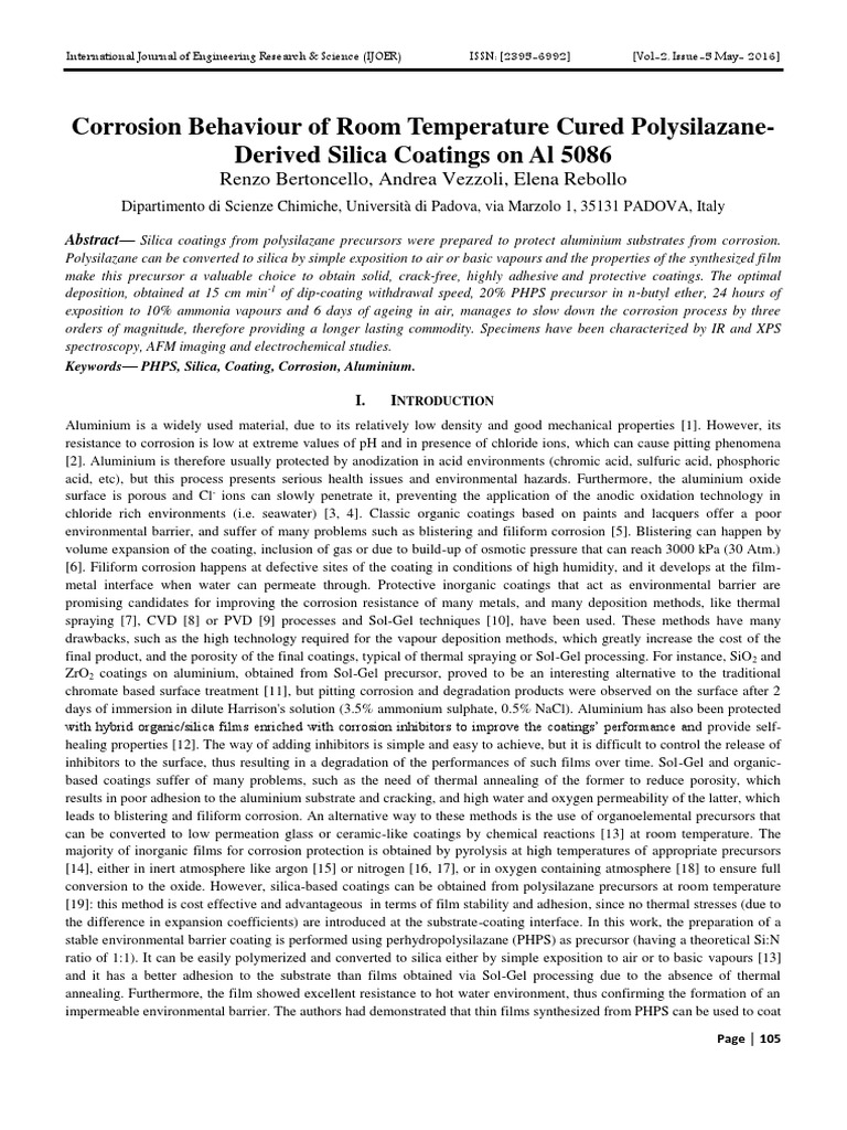 Engineering Journal Corrosion Behaviour of Room Temperature Cured ...