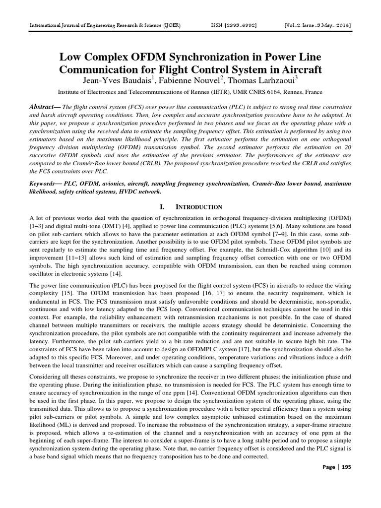 Engineering Journal Low Complex OFDM Synchronization in Power Line ...
