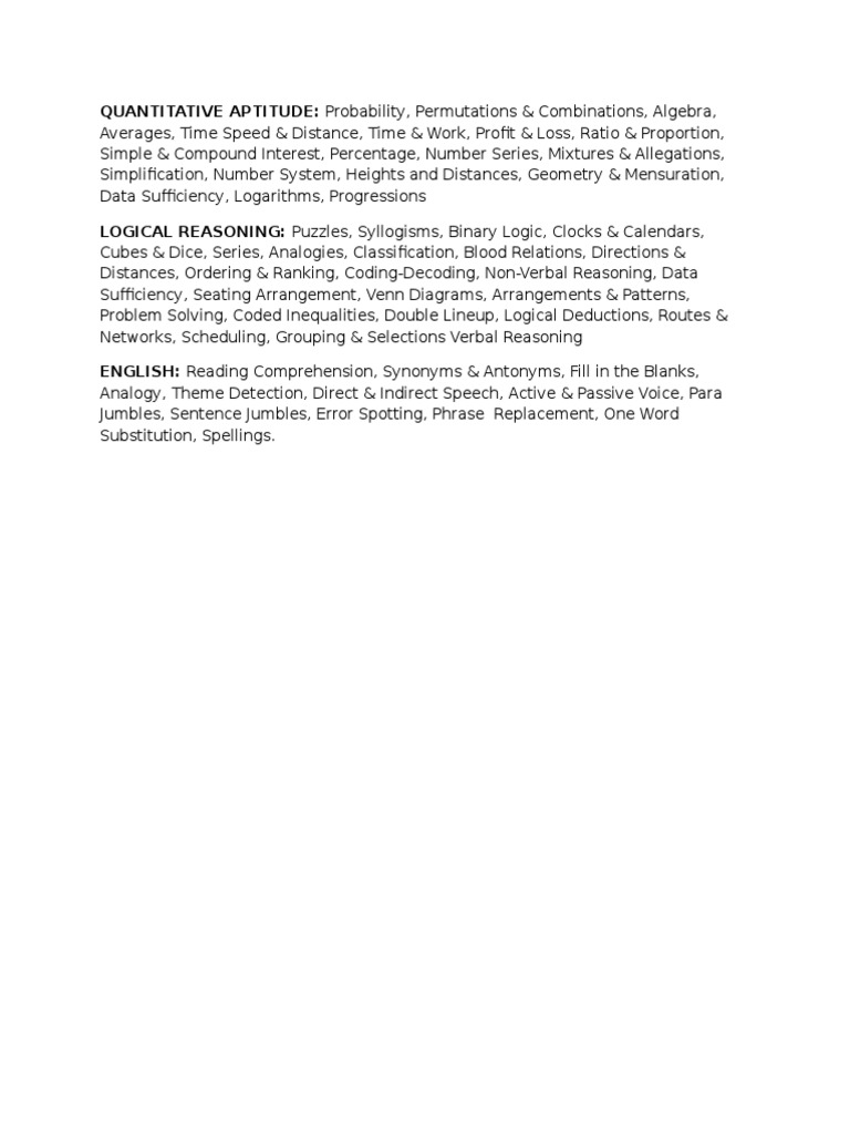 QUANTITATIVE APTITUDE: Probability, Permutations & Combinations, Algebra | PDF