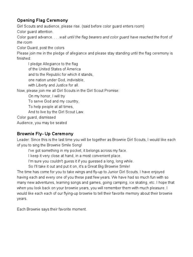 Girl Scout Ceremony Guide | PDF | Pledge Of Allegiance | Love