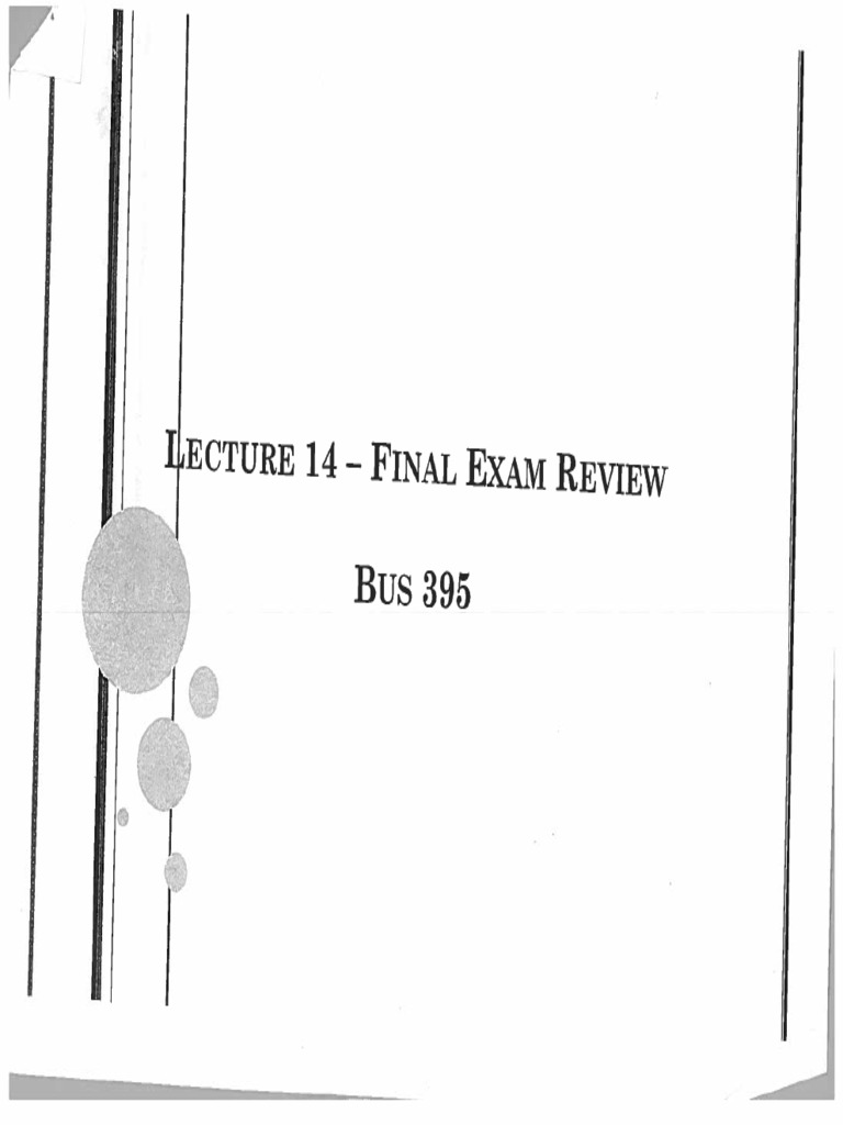 Operations Management: Final EXAM W Solutions | PDF