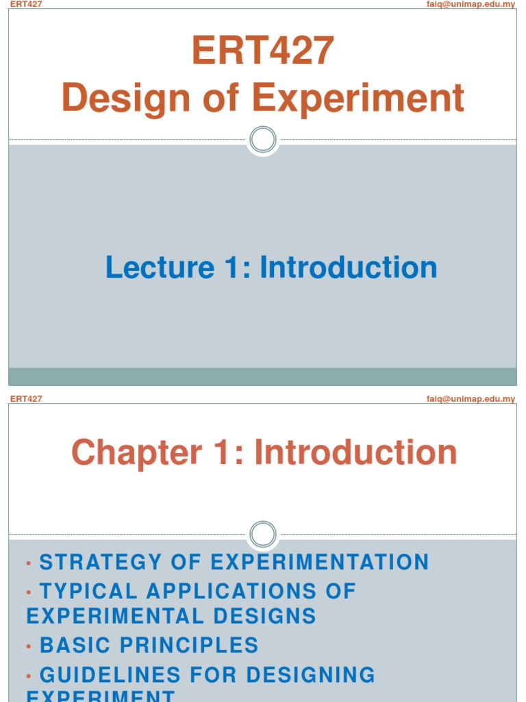 Lecture 1 Introduction DOE | PDF | Experiment | Design Of Experiments