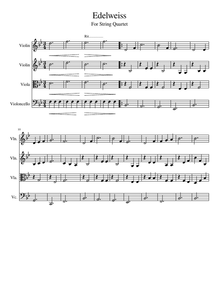 Edelweiss Sheet Music for Quartet | PDF