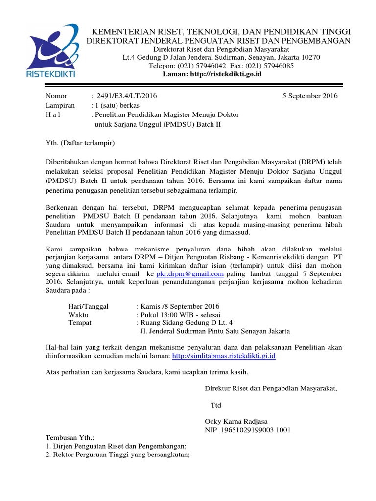 5401 - Penelitian Pendidikan Magister Menuju Doktor Untuk Sarjana Unggul (PMDSU) Batch II PDF | PDF