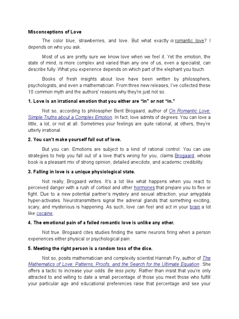 Misconceptions of Love | PDF | Romance (Love) | Emotions