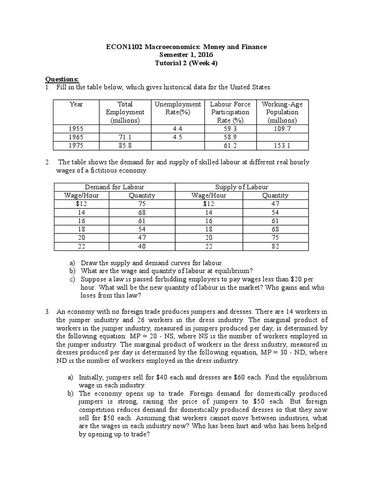 ECON1102 Macroeconomics: Money and Finance Semester 1, 2016 Tutorial 2 ...