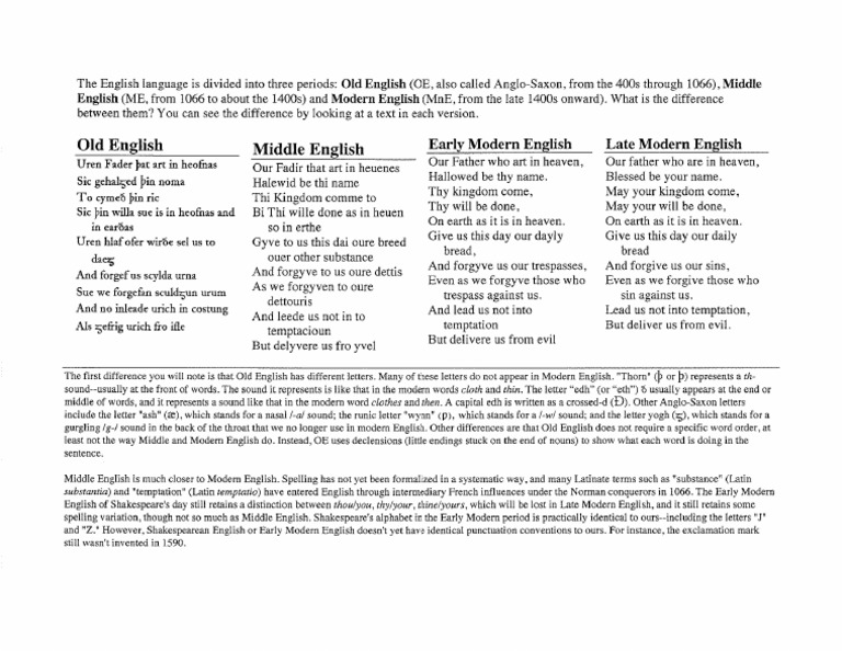 Old Englich - Vs - Middle English | PDF