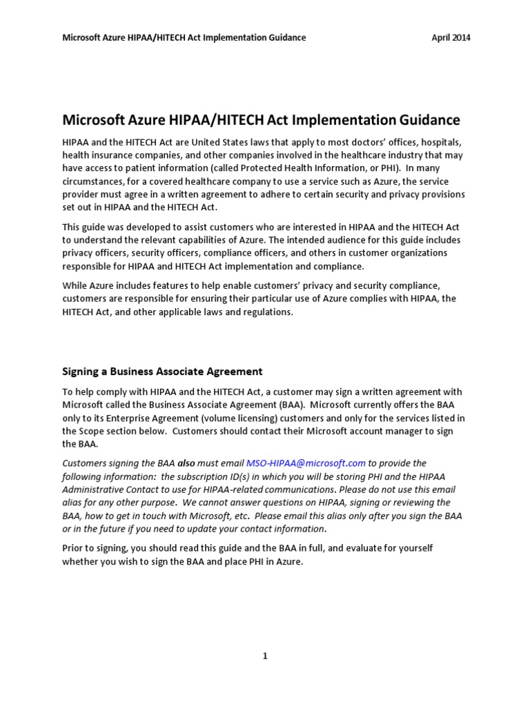 Azure HIPAA Compliance Guide | PDF | Microsoft Azure | Health Insurance ...