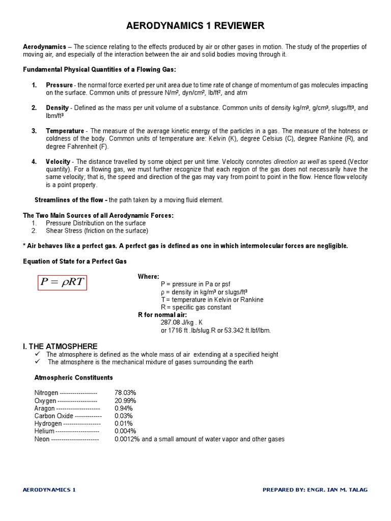 Aerodynamics 1 Reviewer PDF | PDF | Airspeed | Boundary Layer