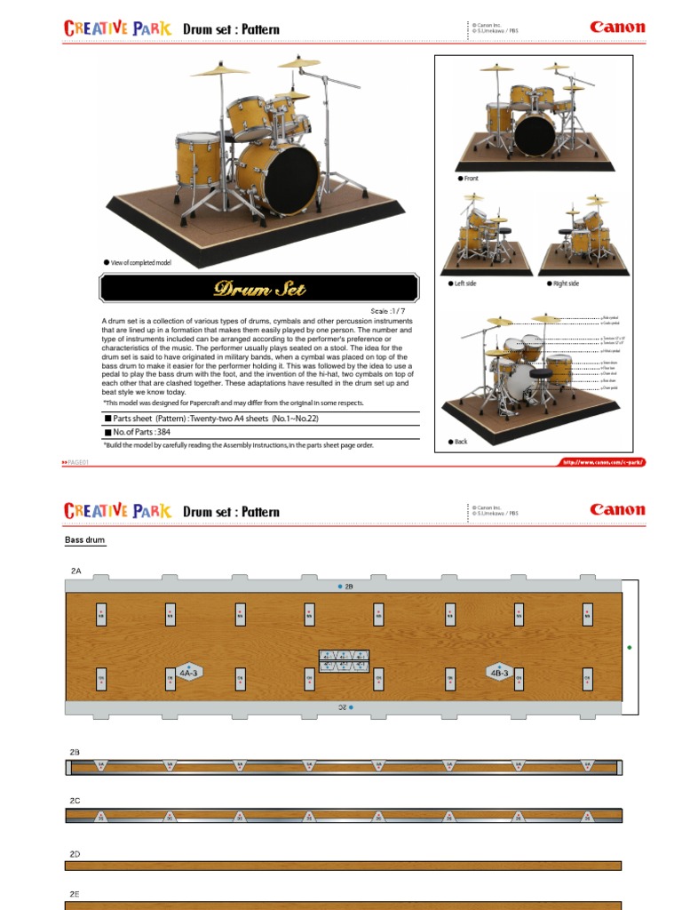 Drum Set: Pattern: Parts Sheet (Pattern) : Twenty-Two A4 Sheets (No.1 ...