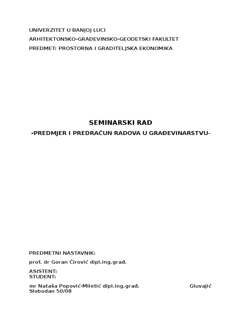 Predmjer I Predracun | PDF