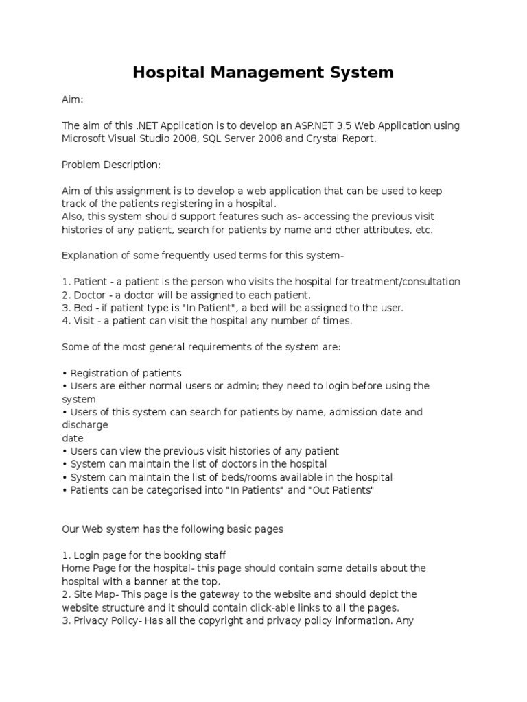 Hospital Management System | PDF | Websites | Patient