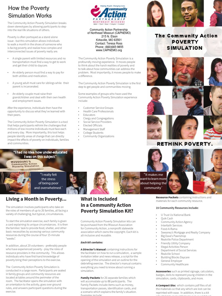 Poverty Simulation Brochure PDF For Print PDF | PDF | Facilitator | Poverty