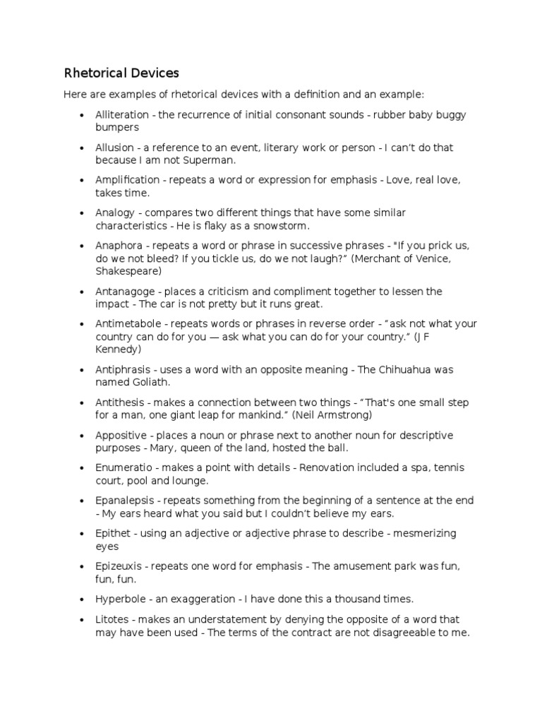 Rhetorical Devices | Download Free PDF | Poetic Devices | Rhetoric