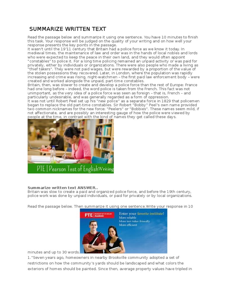 Summarize Written Text ANSWER. | Download Free PDF | Police | Costa Rica