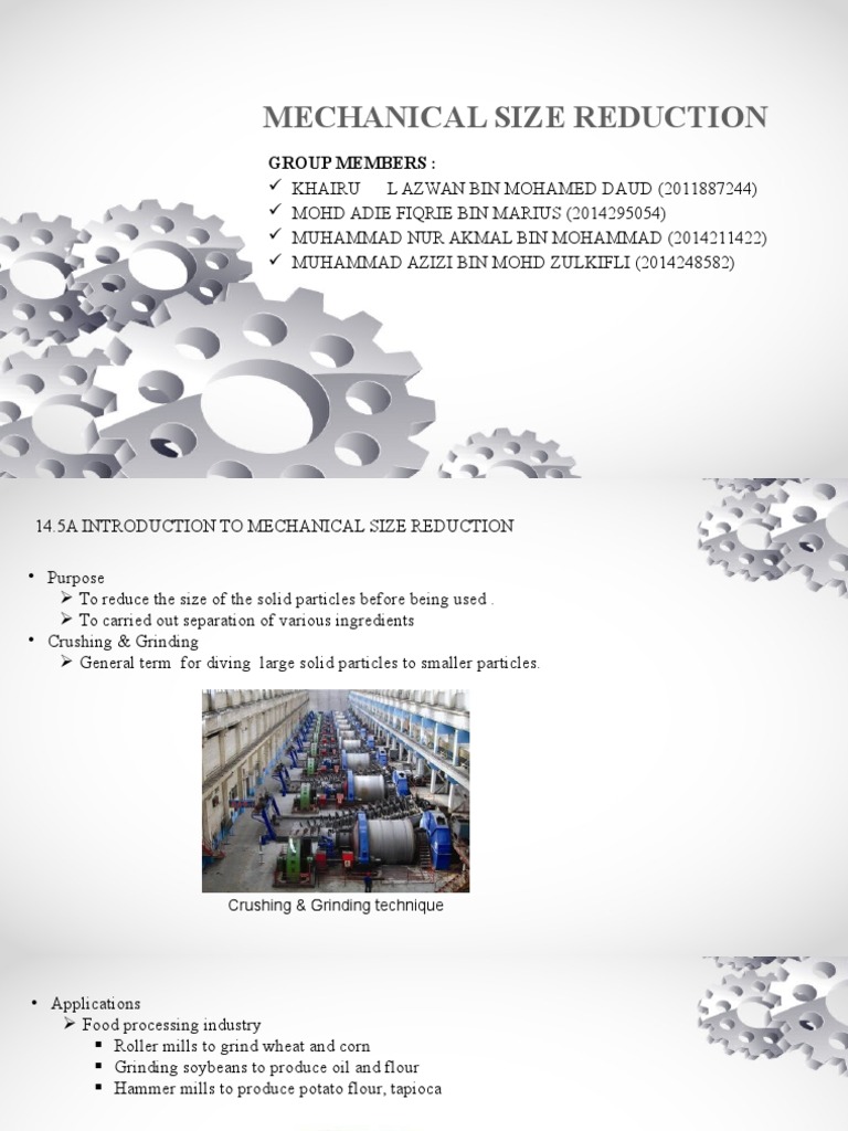 Mechanical Methods for Size Reduction | PDF | Mill (Grinding) | Force