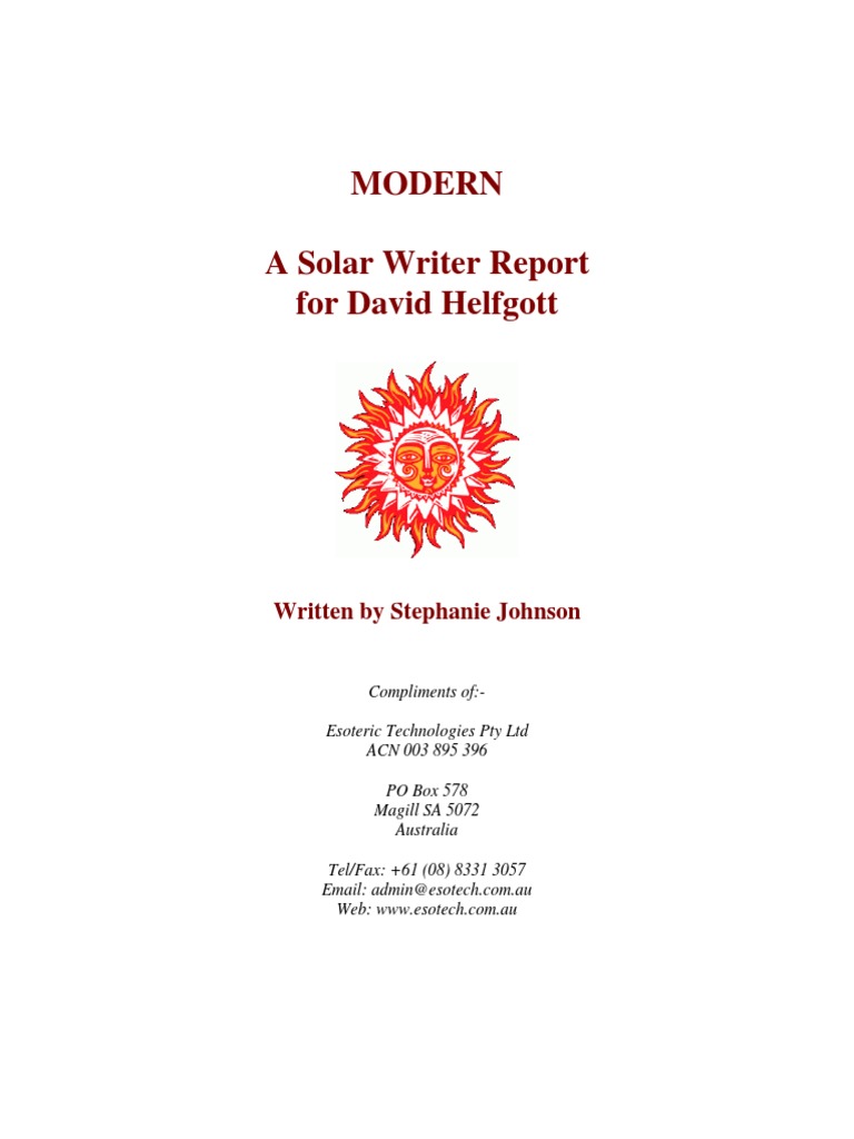Modern A Solar Writer Report For David Helfgott: Written by Stephanie ...