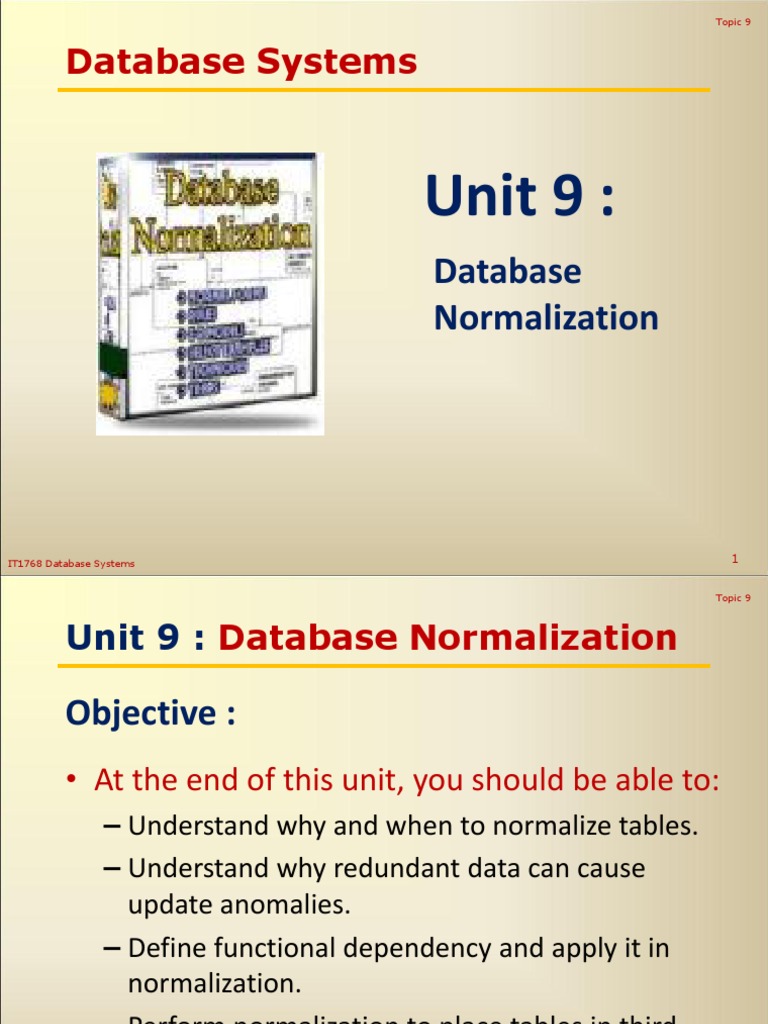 Lecture 9 - Database Normalization PDF | PDF | Databases | Software Design