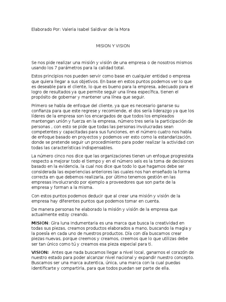 Mision y Vision de Calidad Total | PDF | Business | Science