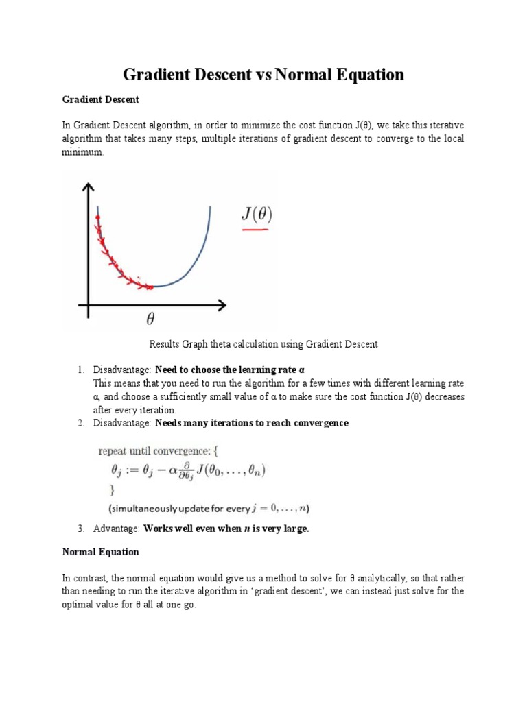 Gradient Descent vs Normal Equation | PDF
