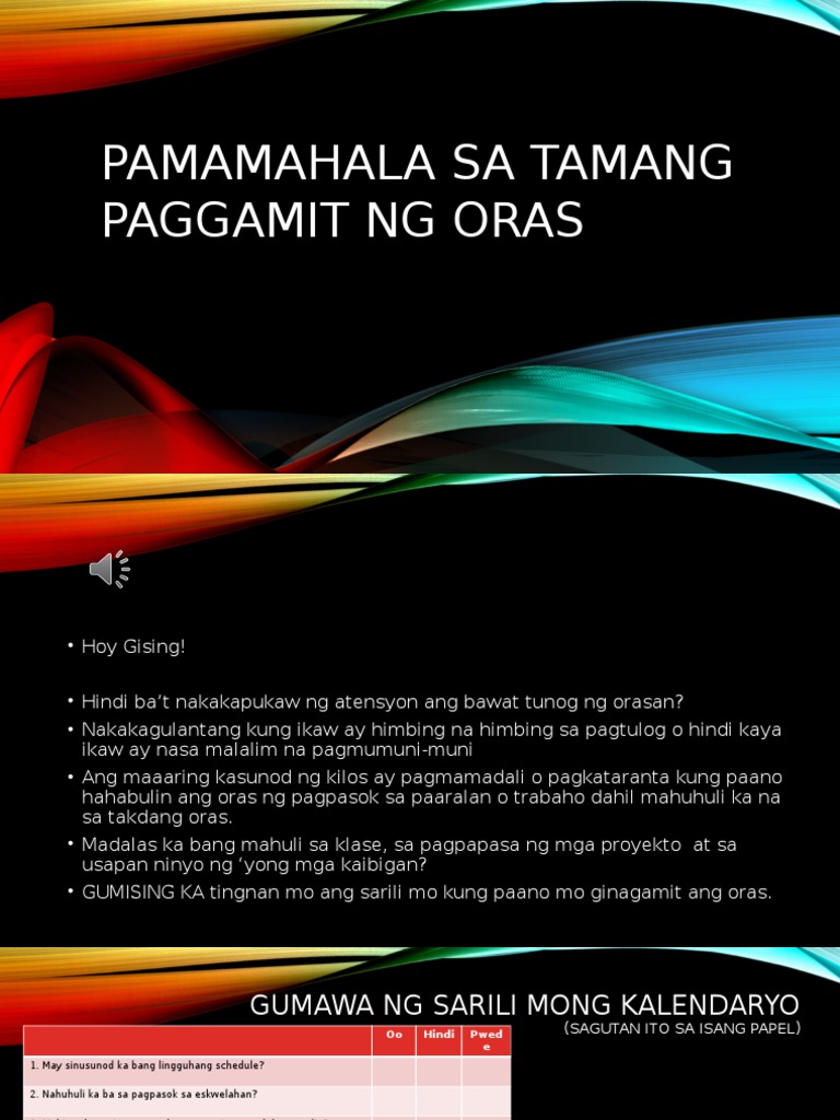 Pamamahala Sa Tamang Paggamit NG Oras | PDF