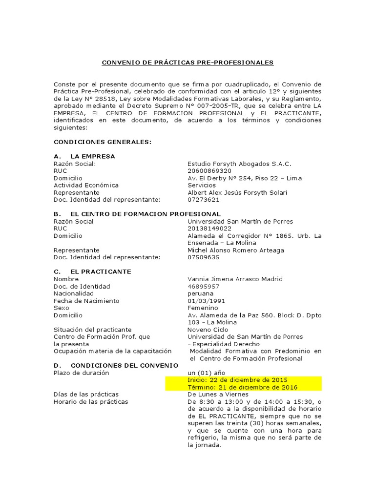 Modelo Convenio Prácticas | Derecho laboral | Seguro