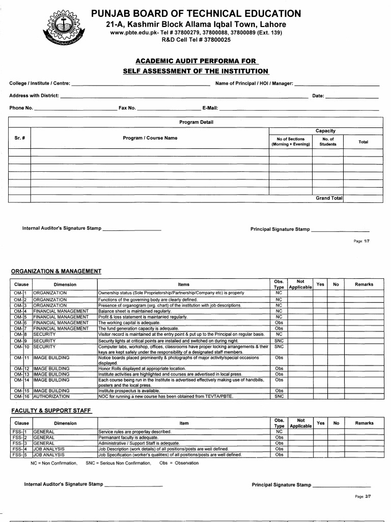 Academic Audit Performa PDF | PDF | Cafeteria | Lesson Plan